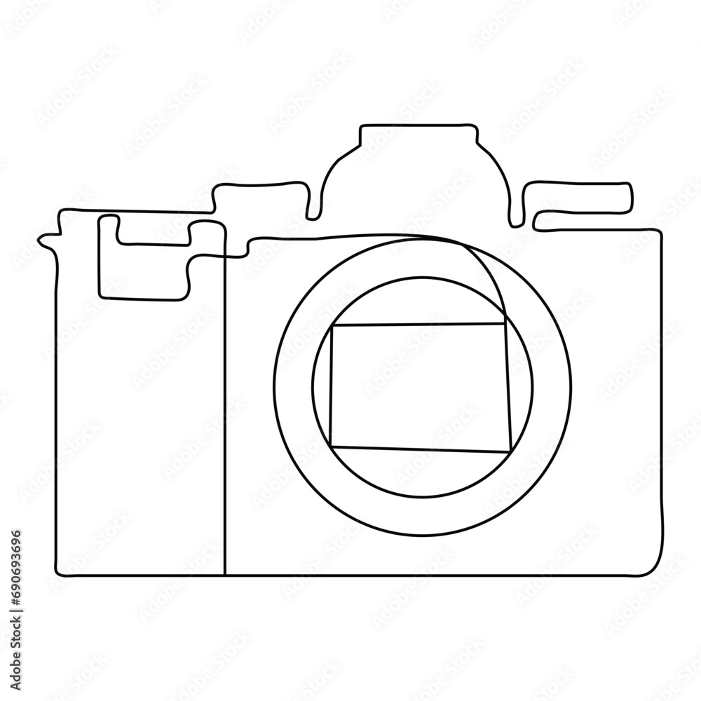 Continuous one line art drawing of camera sketch and outline vector ...