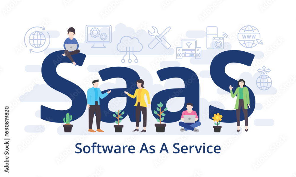 SaaS - Software As A Service concept with big word text acronym and ...