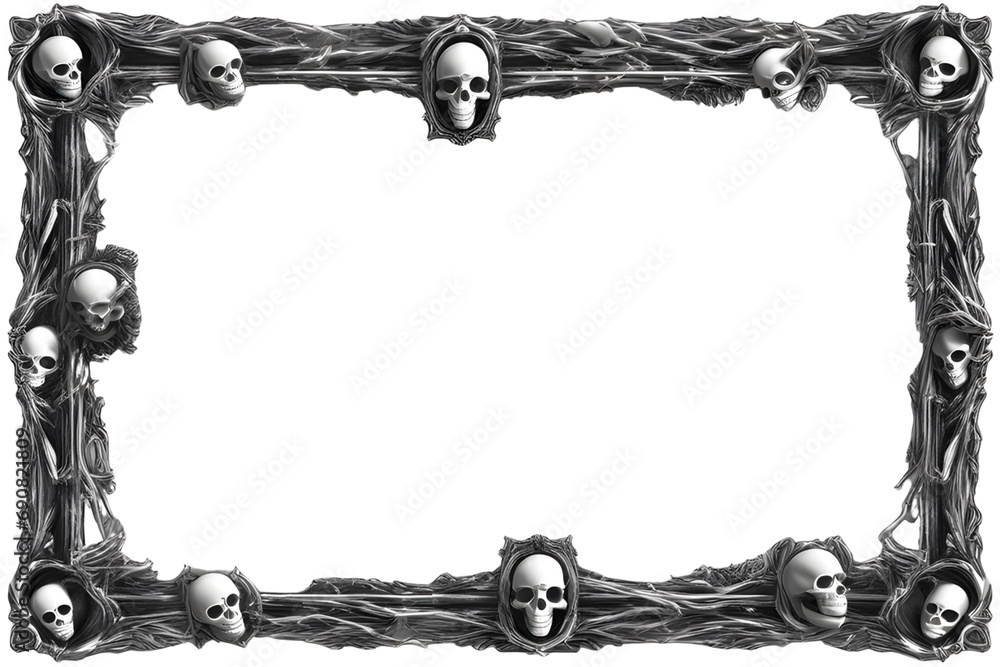 Skull 3D border frame PNG transparent background Stock Illustration ...
