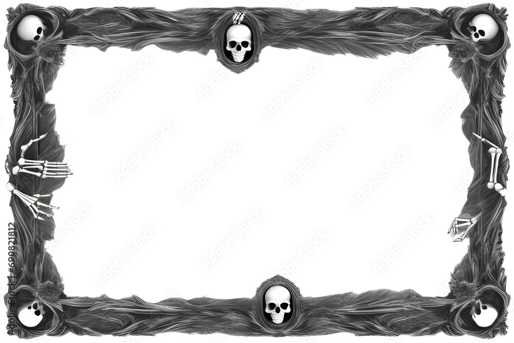 Skull 3D border frame PNG transparent background Stock Illustration ...