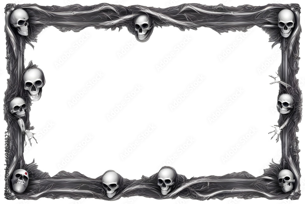 Skull 3D border frame PNG transparent background Stock Illustration ...