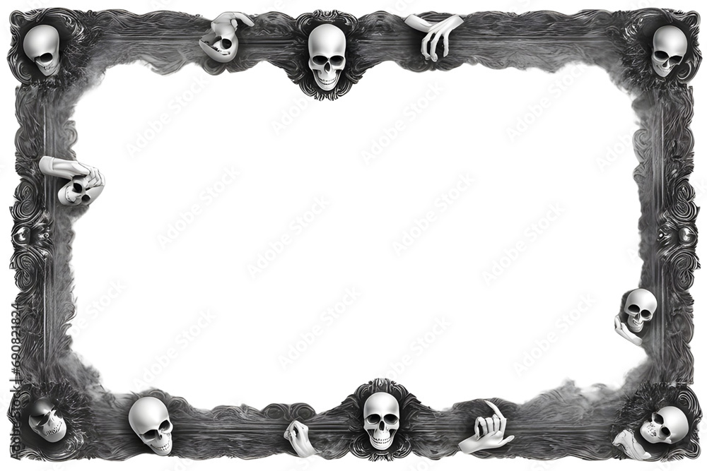 Skull 3D border frame PNG transparent background Stock Illustration ...