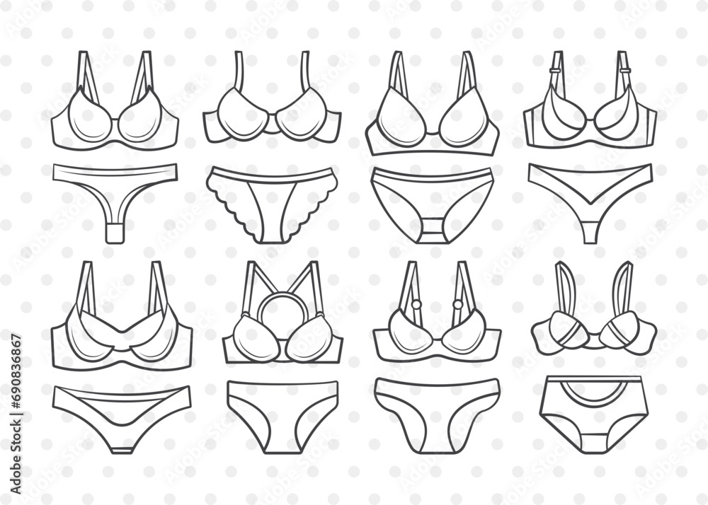 Vektor Bra And Panty Clipart, Bras Svg, Panties Svg, Lingerie Svg ...
