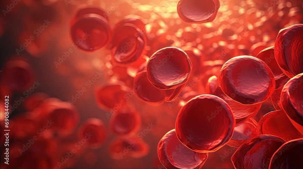 Red blood cells circulating in the blood vessels - leukocytes. Superior ...