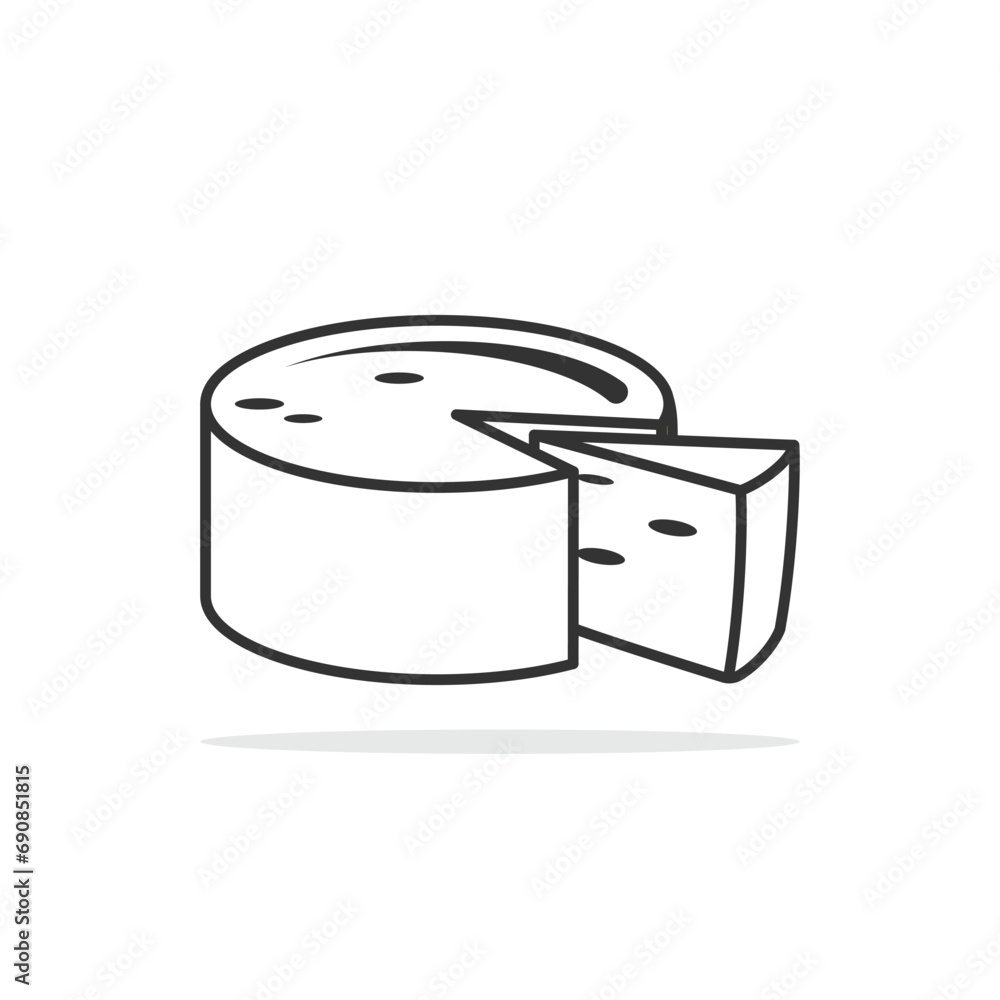 Cartoon round Maasdam cheese wheel. Cheese wheel isolated on white ...