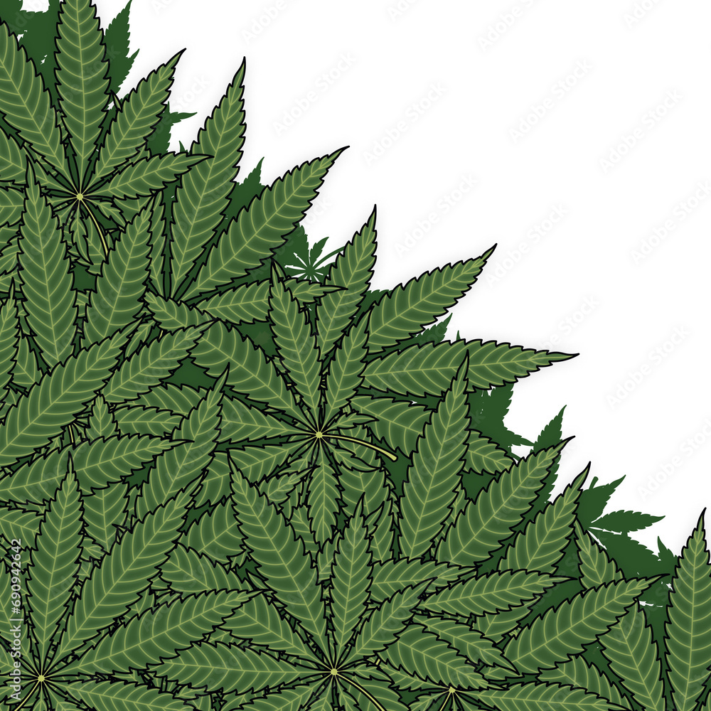 Cannabis leaves illustration corner clip art frame on transparent ...