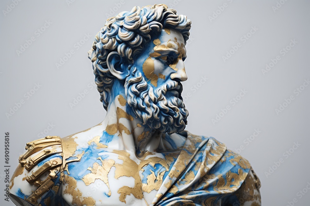 A abstract stoic marble sculpture, statue, bust of a ancient roman ...