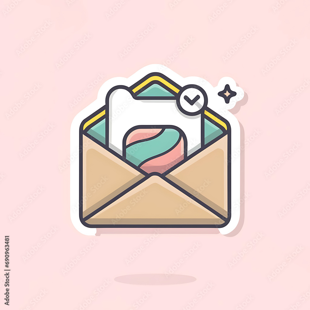 pastel colors , Envelope, logo , illustration , vector , cartoon ...