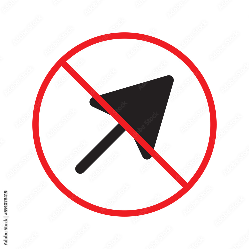 Forbidden cursor icon. Prohibited arrow vector icon. No cursor symbol ...