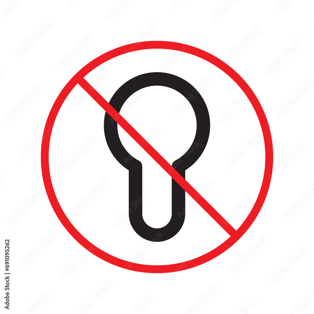 Forbidden lock icon. Do not lock vector sign. Prohibited lock vector ...