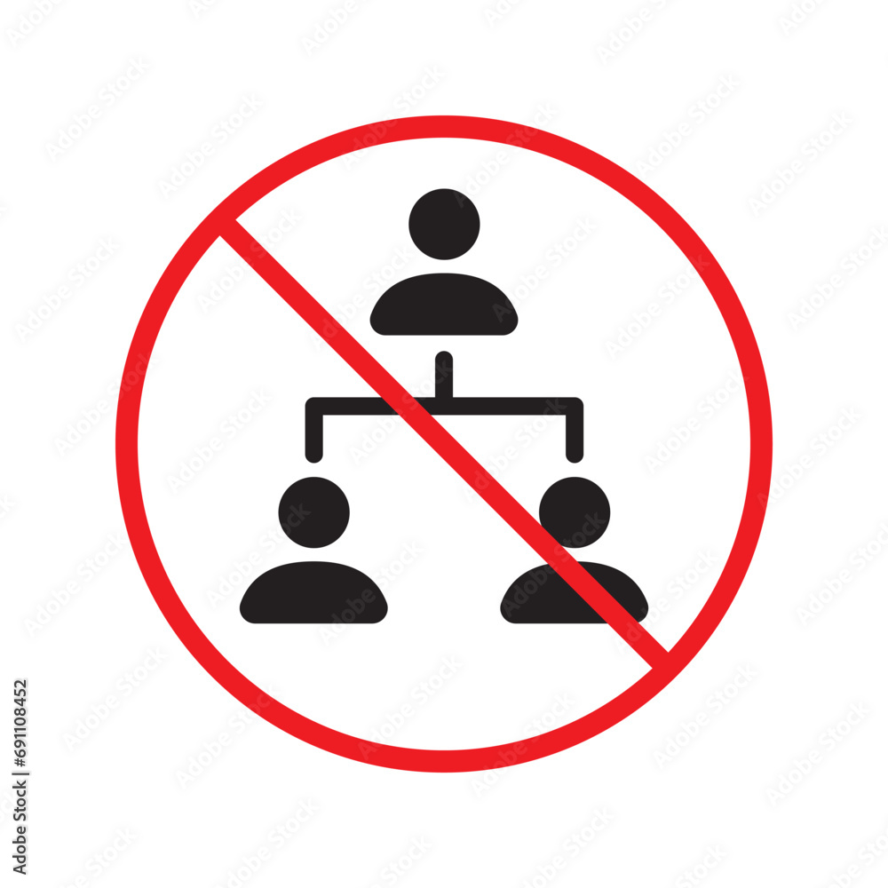 Prohibited company structure vector icon. No Hierarchy icon. Forbidden ...