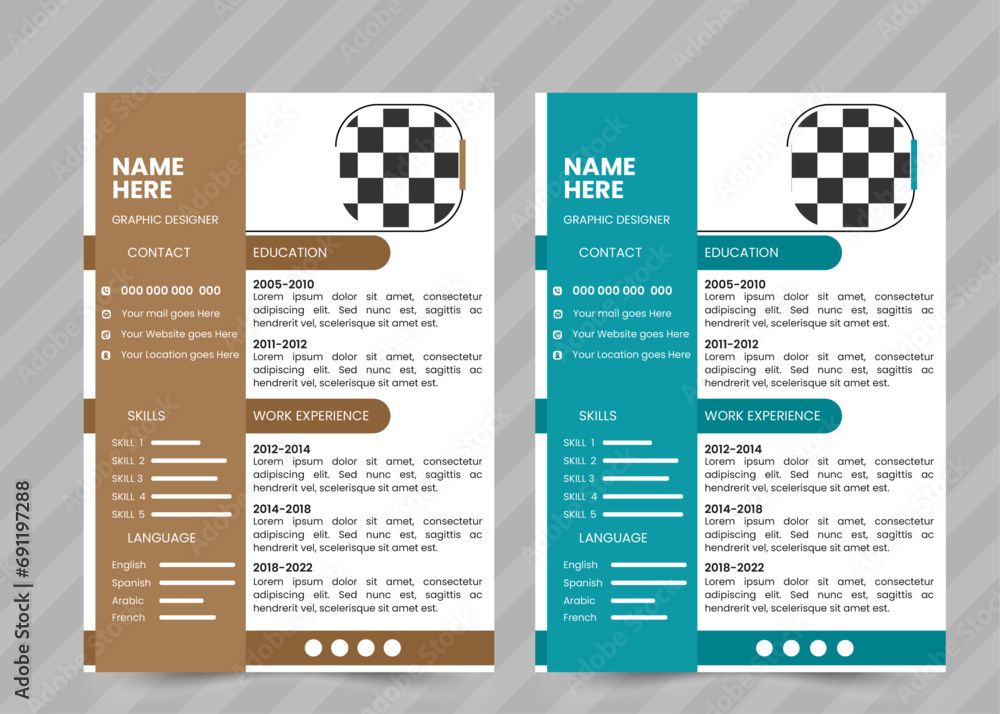 Clean Modern Resume and Cover Letter Layout Vector Template for ...