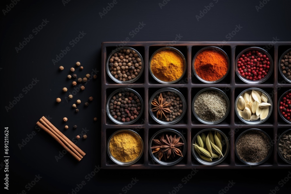 Rich Spice Palette: Close-up capture showcasing the richness of a spice ...