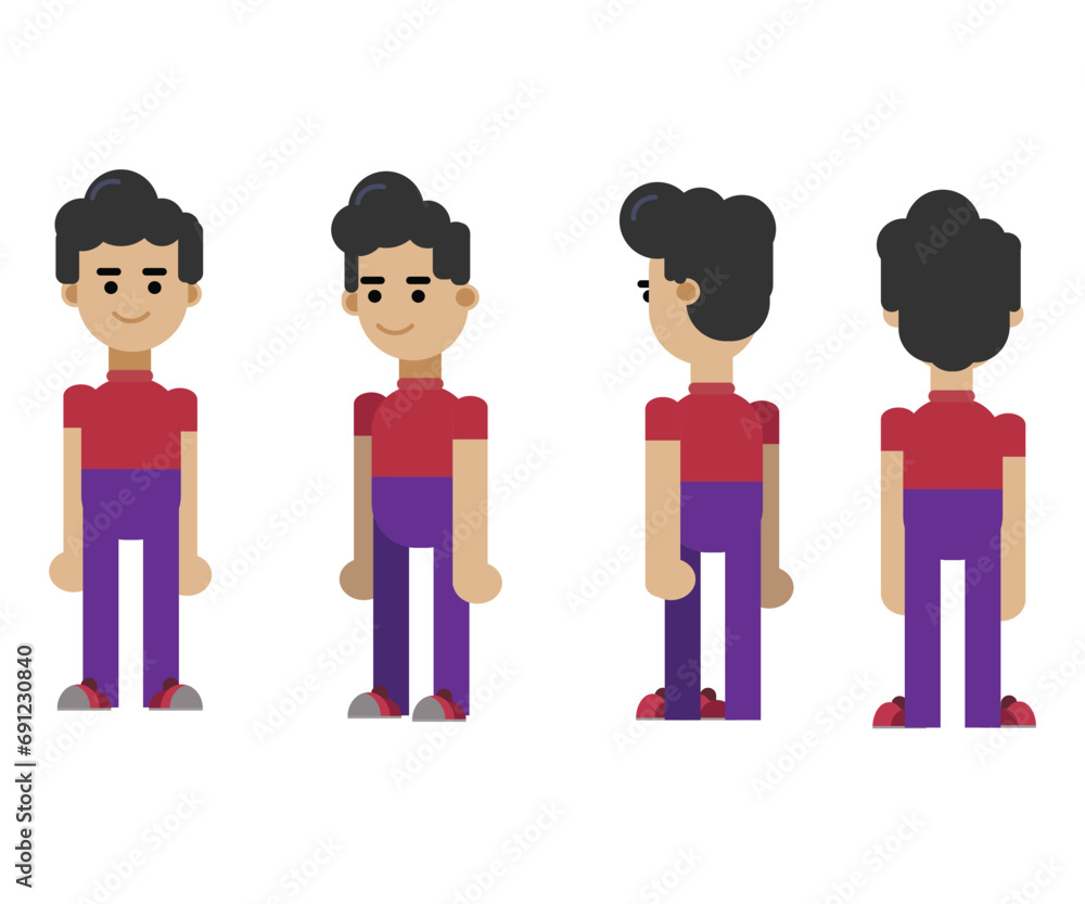 vector cartoon boy character template people in different poses Stock ...