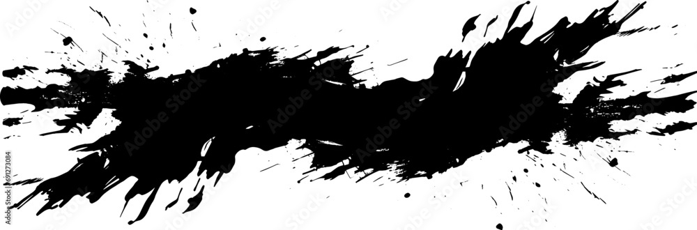 artistic texture of ink brush strokes, Isolated ink splashes and drops ...