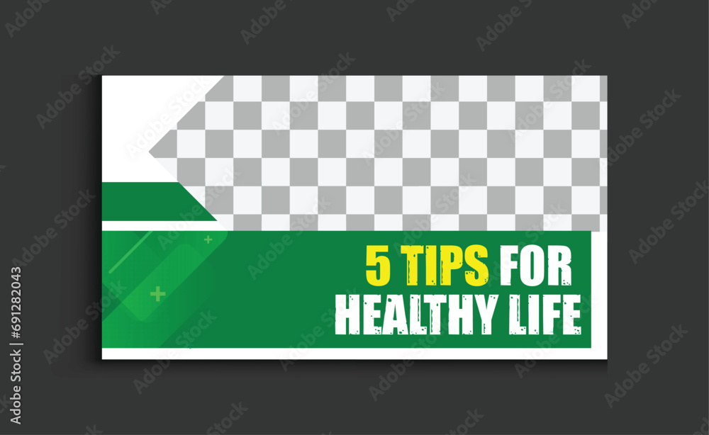 YouTube thumbnail design template for healthy lifestyle tips and ...
