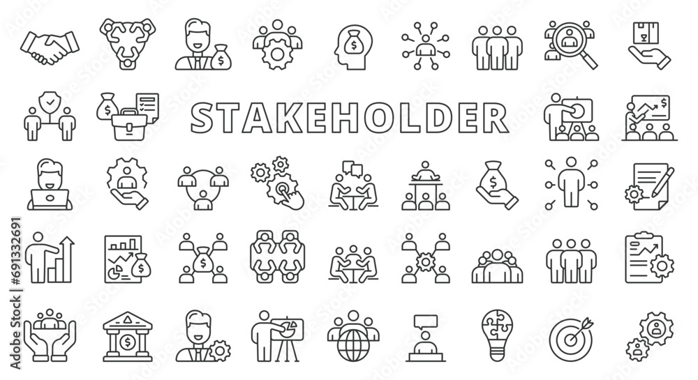 Stakeholder icon line design. Business, partner, shareholder, investor ...