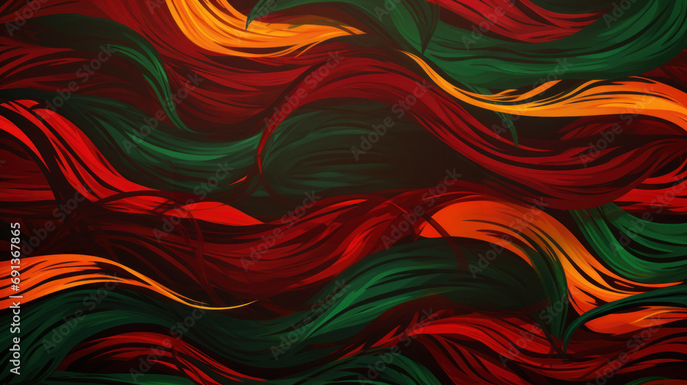 African Ethnic Pattern Design background with wave shapes, leaves and ...