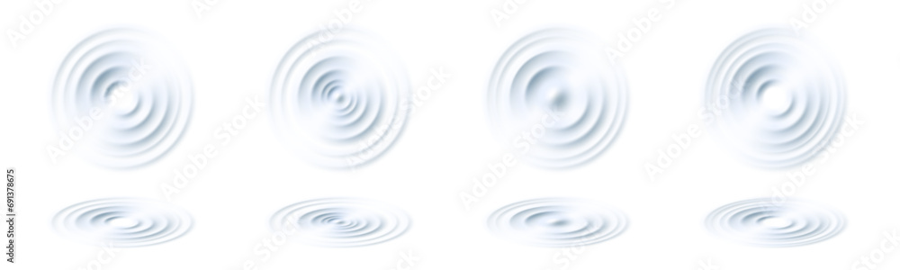 Realistic water ripple. Drop or sound wave splash effects. Round wave ...