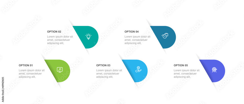 5 step process infographic template vector element with icons for ...