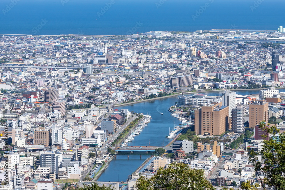 Cityscape of tokushima city , View from Mt. bizan ( tokushima city ...