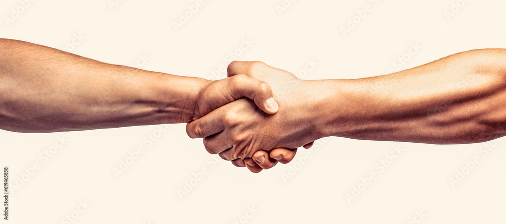 Partners who shake their hands. Friendly handshake, friends greeting ...