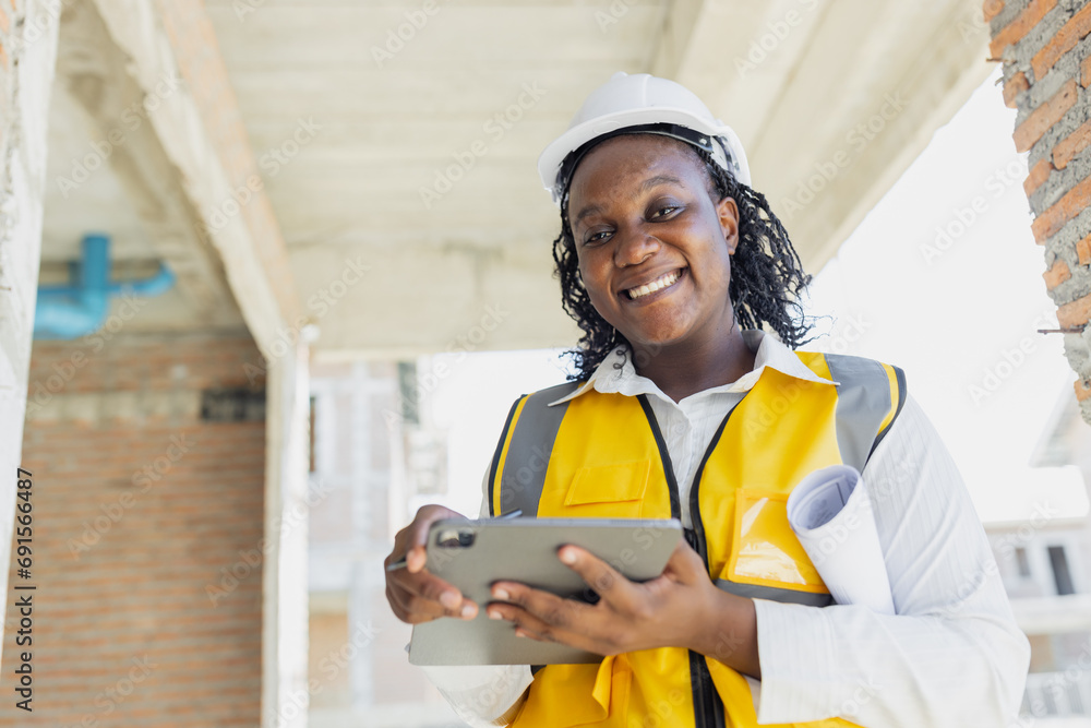 Portrait smart success black women worker african female work in ...
