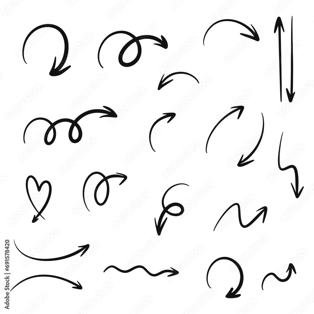Arrow sketch handmade doodle swipe up symbol sign isolated on white ...