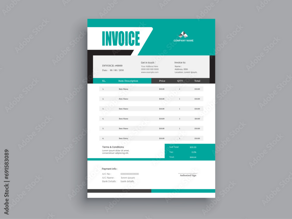 Clean invoice template vector design. Invoice Design. Business invoice ...