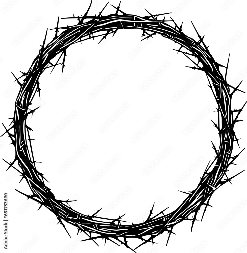 เวกเตอร์ Stock Circle barbed wire frame drawing | Adobe Stock
