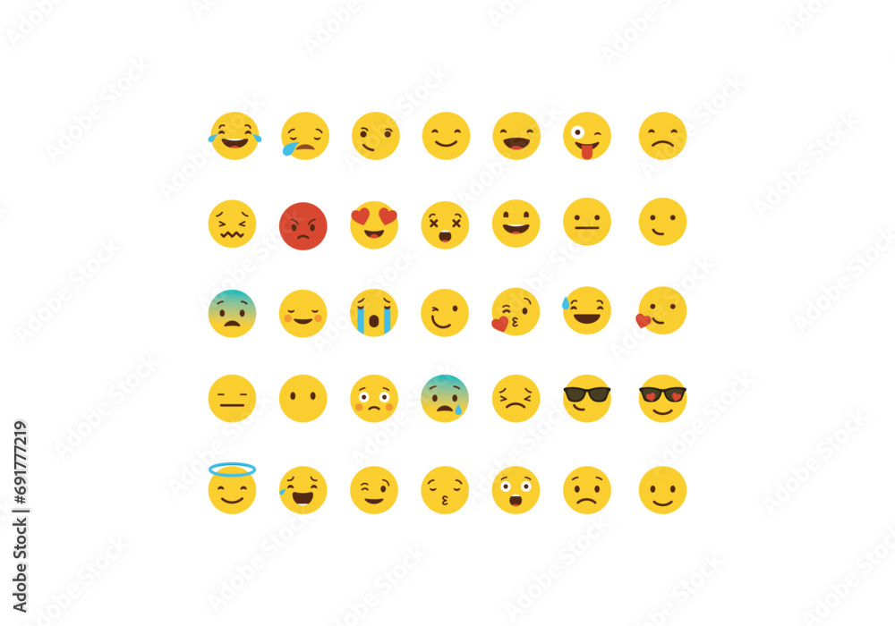 Emoji High quality emoticon isolated on white background. Collection of ...