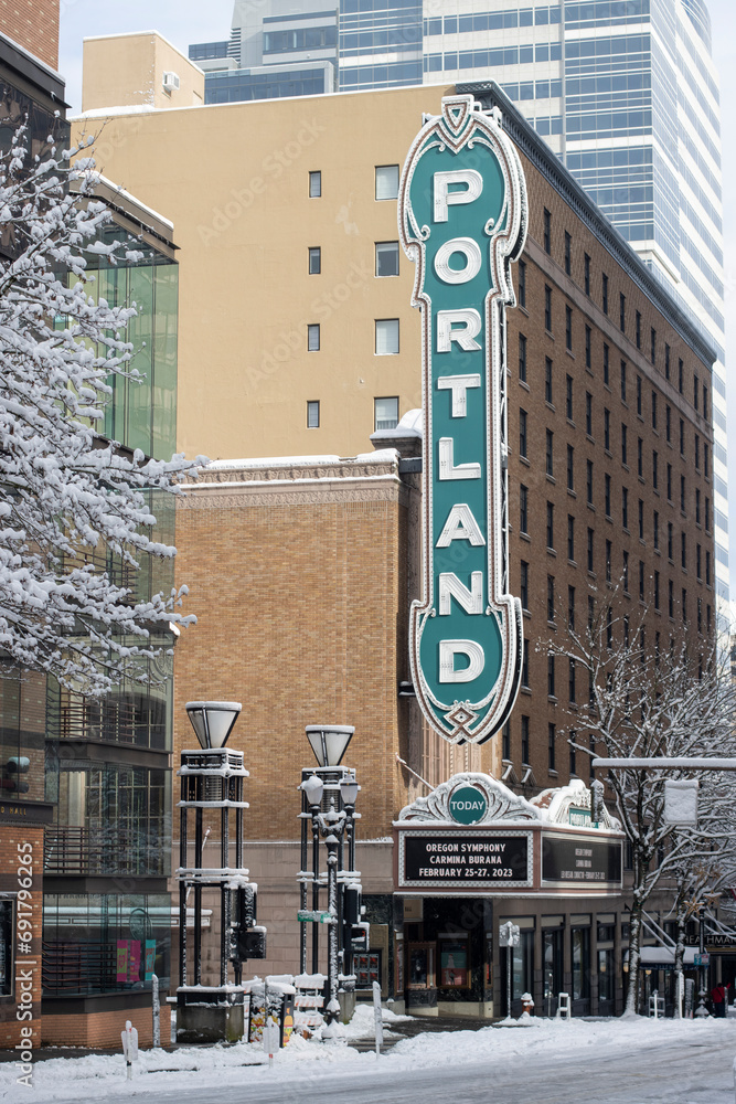 Portland, OR, USA - Feb 23, 2023: Arlene Schnitzer Concert Hall, a ...