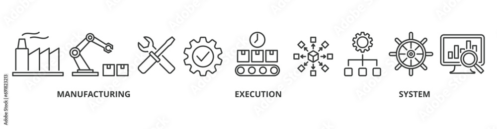 MES banner web icon vector illustration concept of manufacturing ...