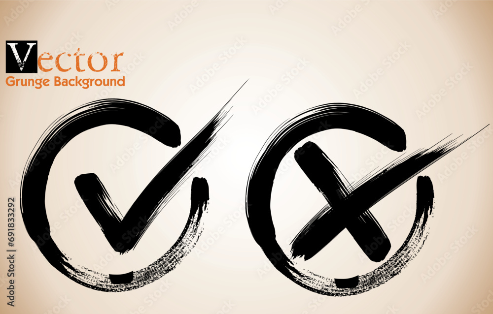 Tick and Cross sign elements. vector buttons for vote, election choice ...