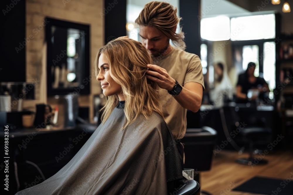 Hair Transformation at the Beautiful Blonde Model Salon, changing Hair ...