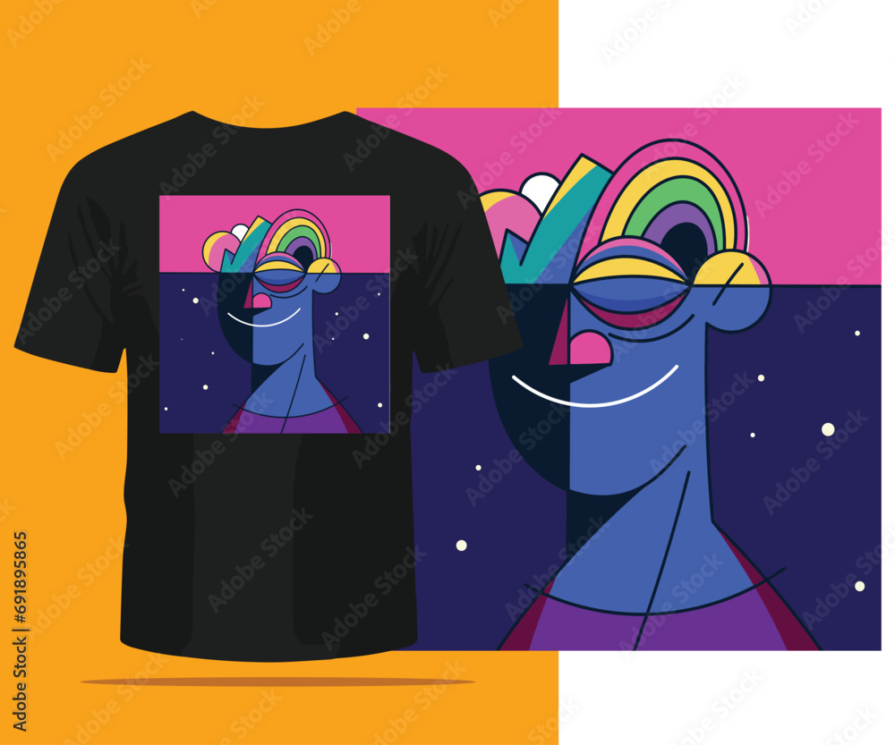 Cartoon Character t shirt design also use for poster card mug printable ...