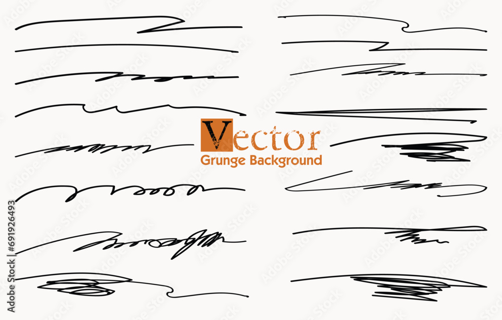 Thick and thin Scribbles lines drawings doodle set, Backgrounds with ...