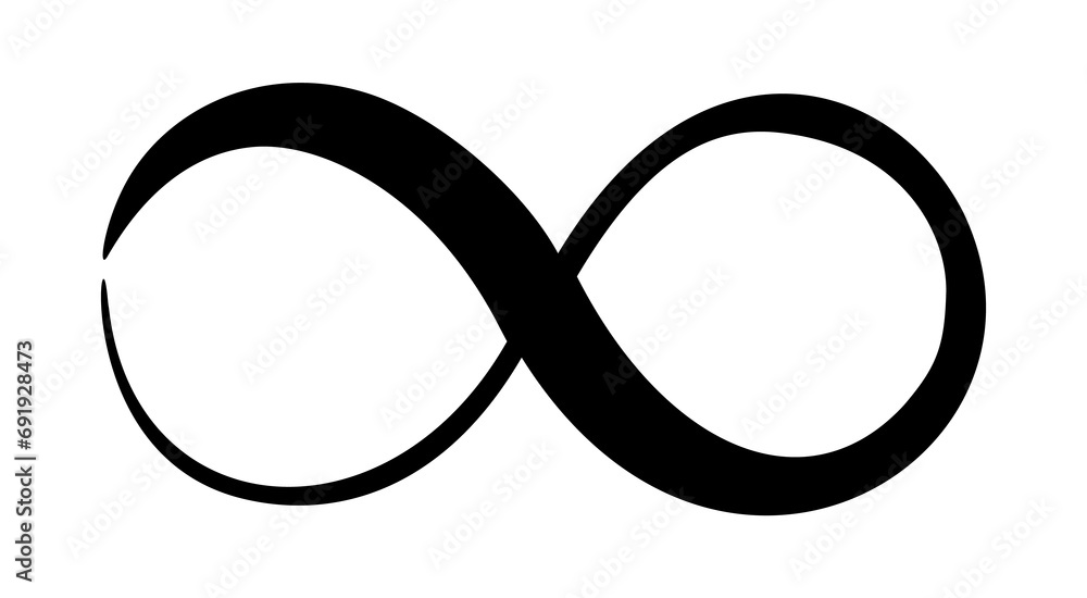 Infinity symbol hand painted with grunge brush stroke and black paint ...