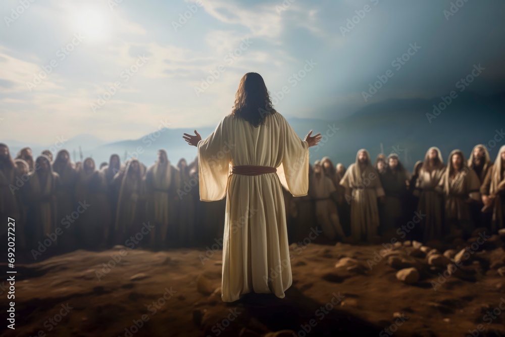 Jesus Christ preaching to his followers Stock Photo | Adobe Stock