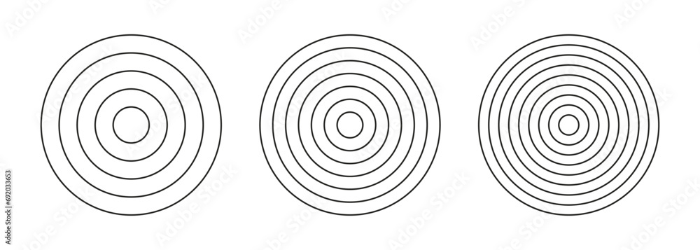 Image vectorielle Stock Set of polar grids concentric circles. Wheel of ...
