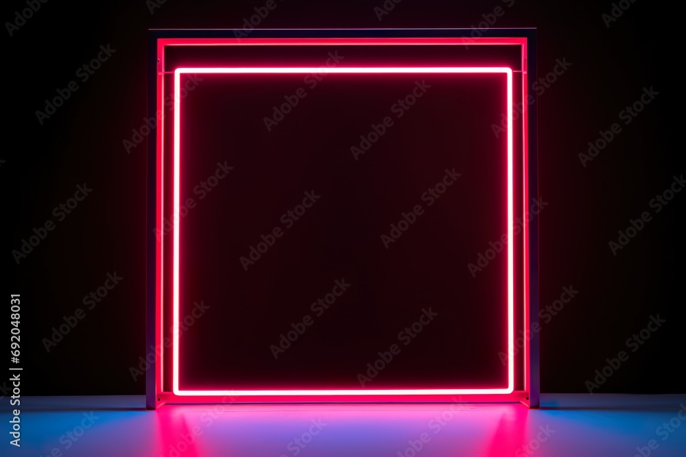 an image of a rectangular neon frame in vertical position with colored ...