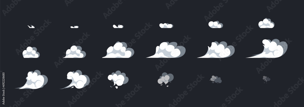 Smoke burst explosion animation frames. Sprites sheet for animating ...