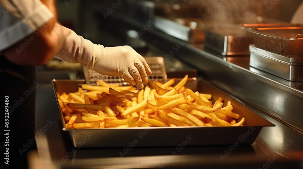 Golden Perfection: French Fries Masterfully Crafted by a Professional ...