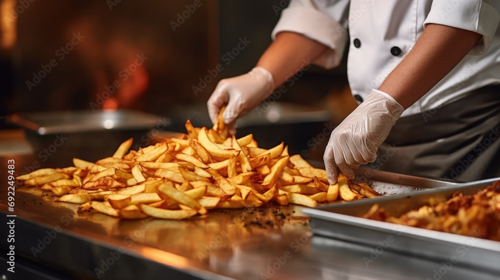 Golden Perfection: French Fries Masterfully Crafted by a Professional ...