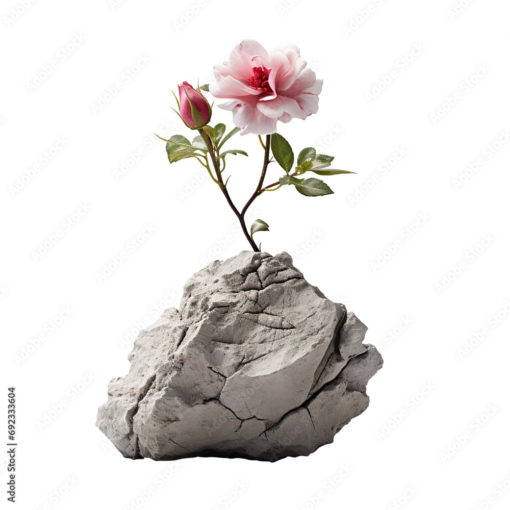Flower born in a stone, A plant growing on a rock. Resilience and ...
