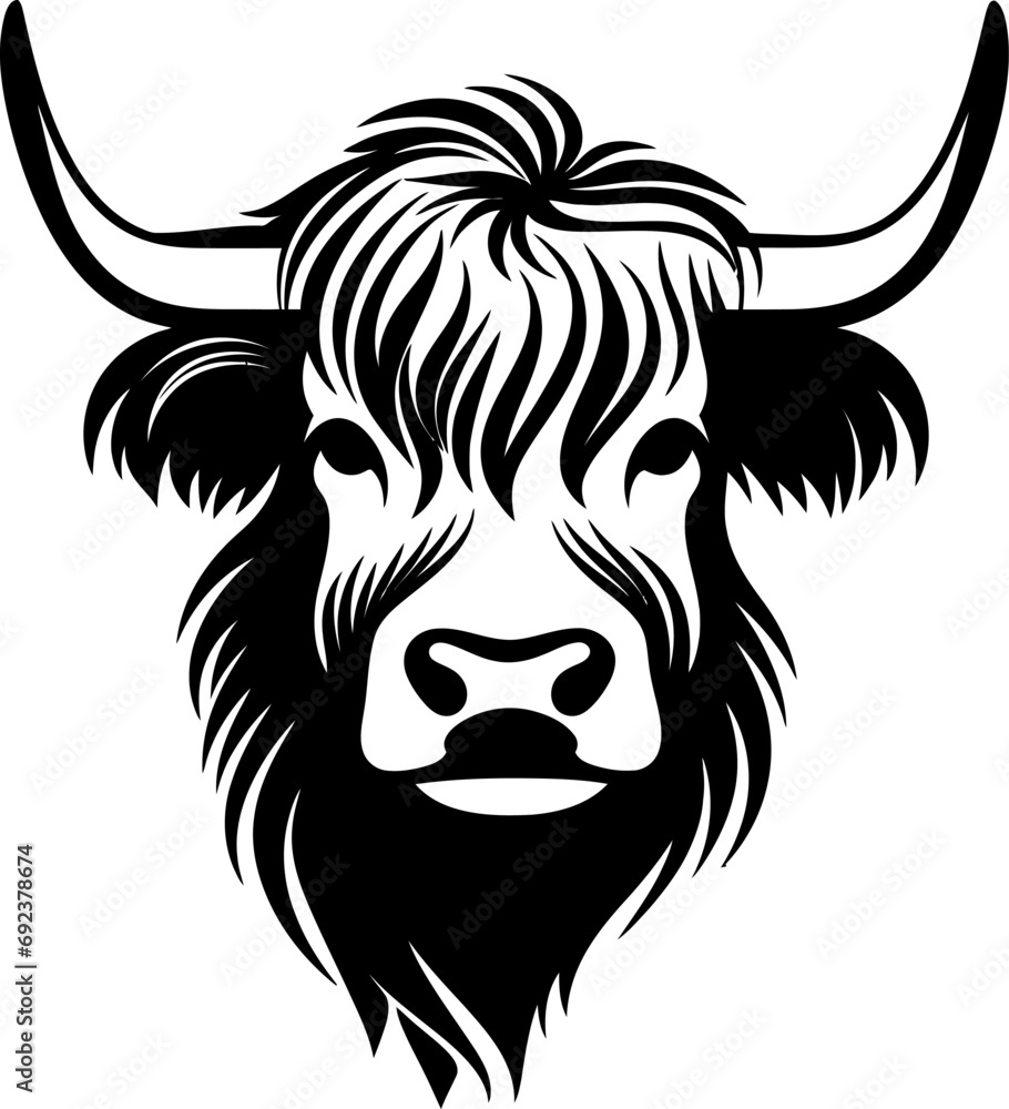 Highland cow silhouette. Vector template design for laser cutting wall ...