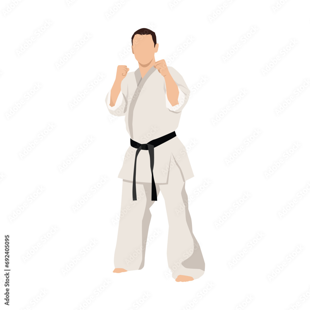Karate stance character illustration. Asian martial art. Flat vector ...