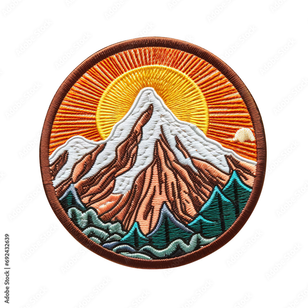 mountain embroidered patch isolated on transparent background Remove ...