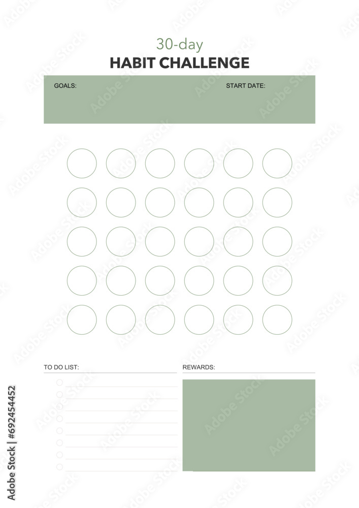 challenge plan, minimalistic daily, weekly planner printable template ...