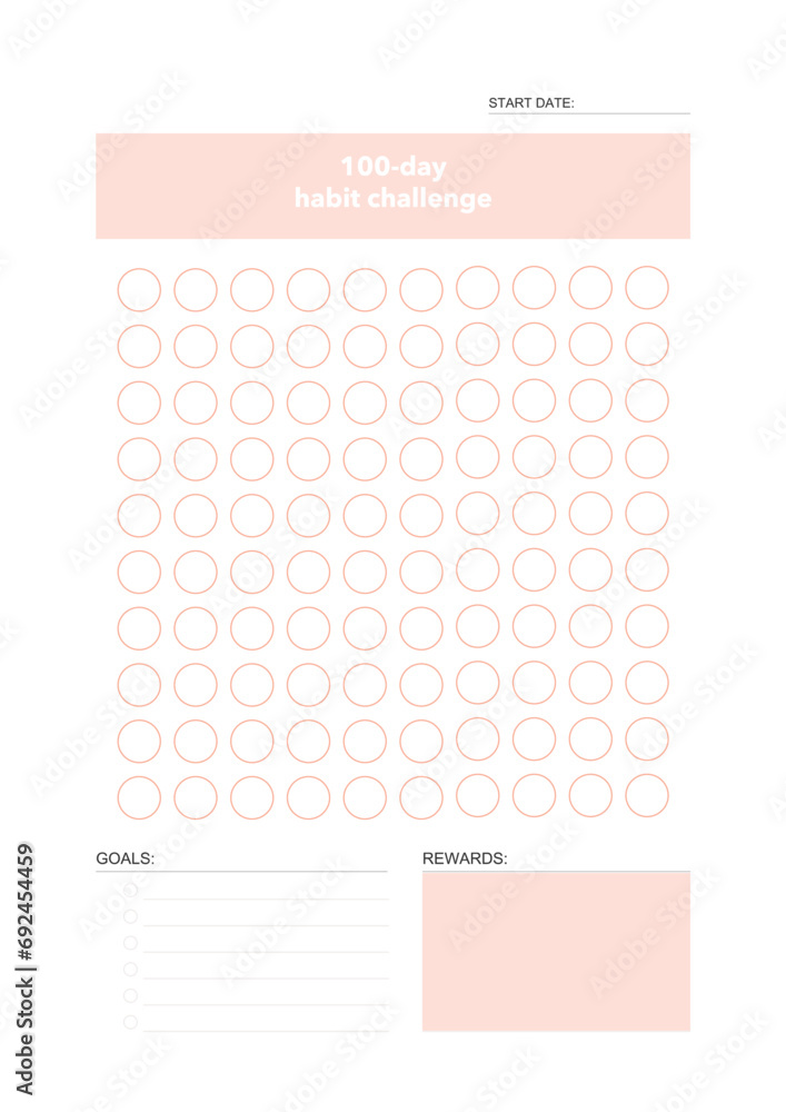 challenge plan, minimalistic daily, weekly planner printable template ...